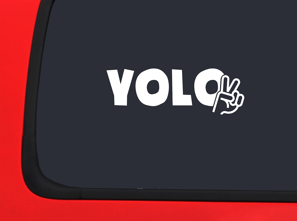 Car Sticker Yolo Peace Sign Lifestyle Sayings Car Window Decal Sticker ...
