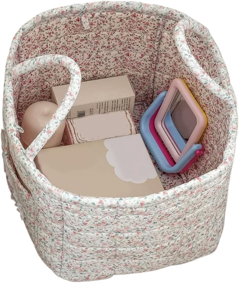 Car Storage Basket, Floral Fabric Storage Basket Car Interior Storage ...