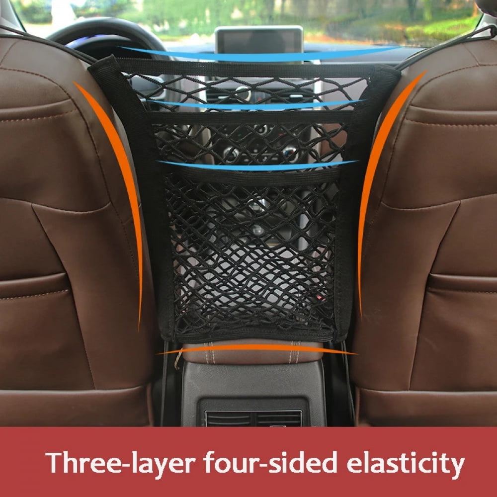 Car Storage Net Bag Between Seats Car Divider Pet Barrier Stretchable ...