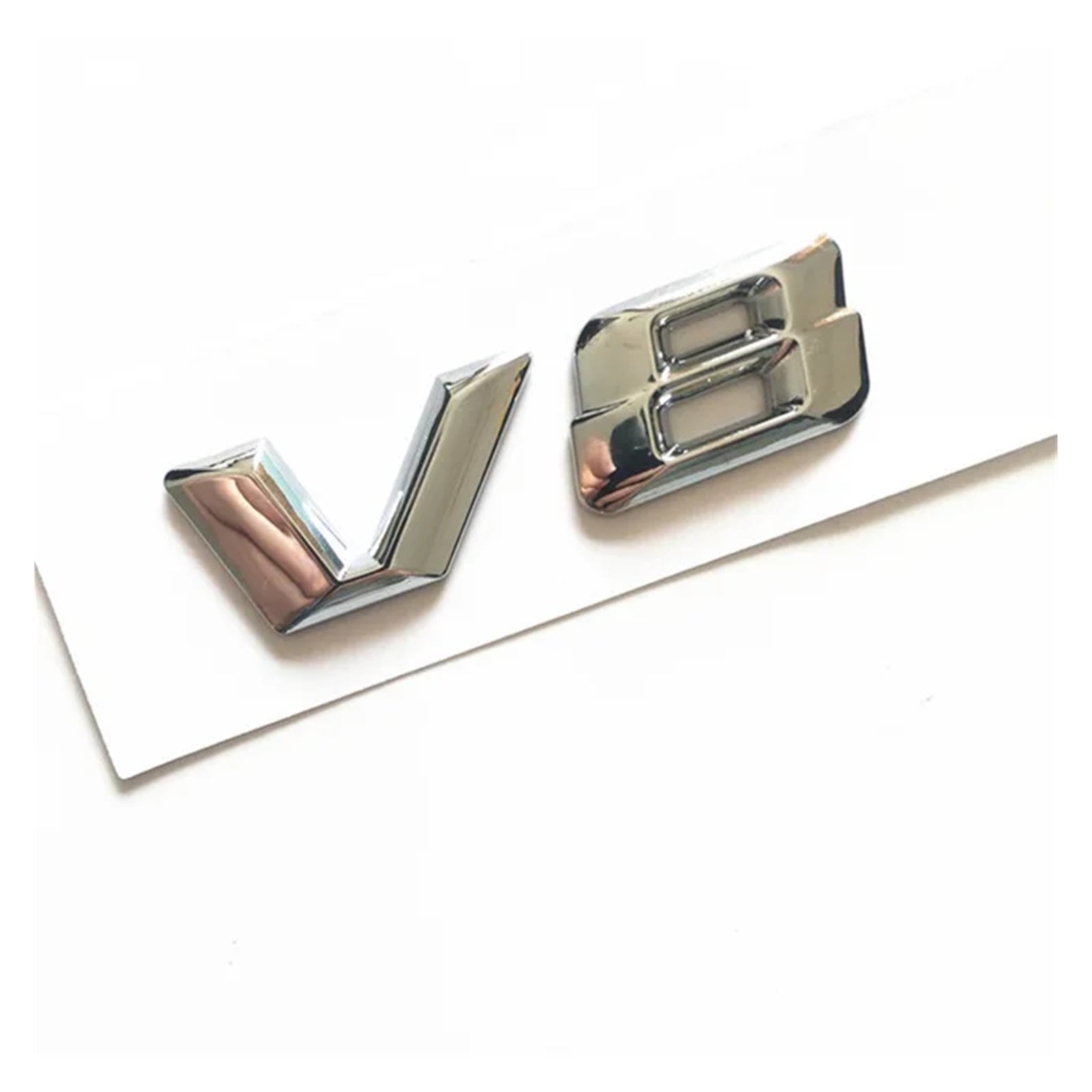 Car Styling Refitting Sticker Black Red Chrome 3D Sharp Font Letters V8 ...