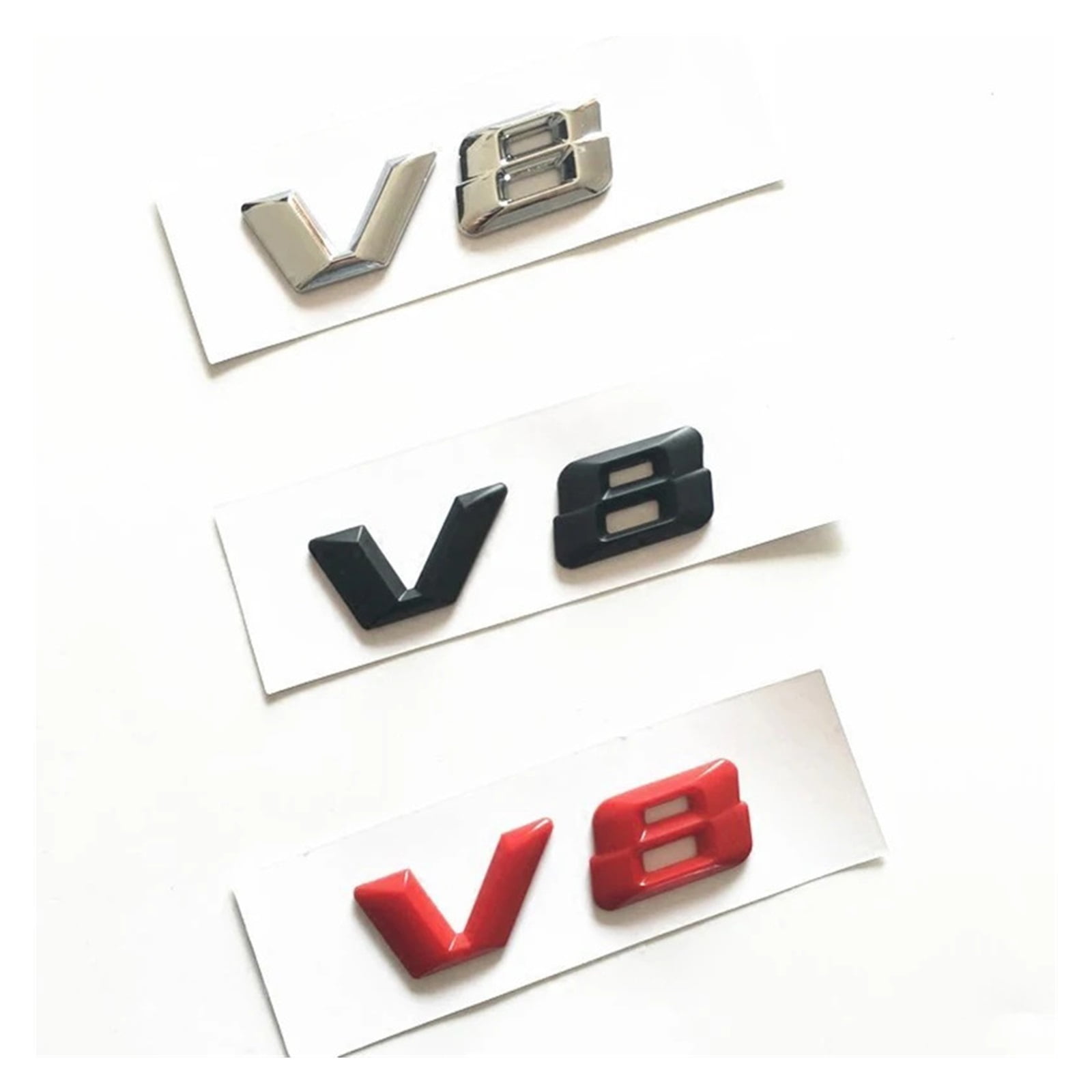 Car Styling Refitting Sticker Black Red Chrome 3D Sharp Font Letters V8 ...