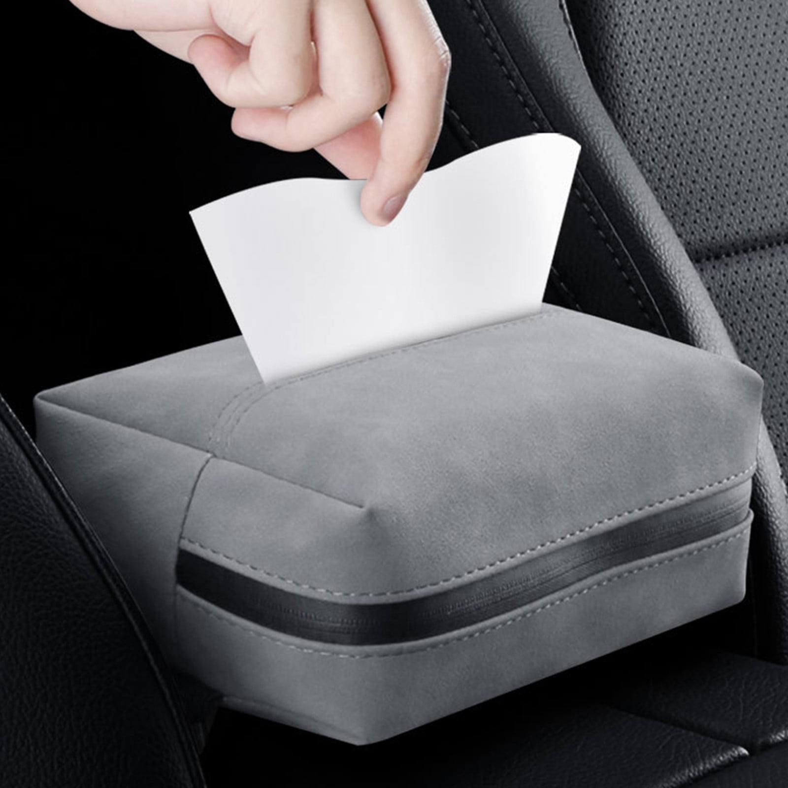 Car Suede Tissue Holder, Auto Sun Visor Napkin Storage Box, Backseat ...