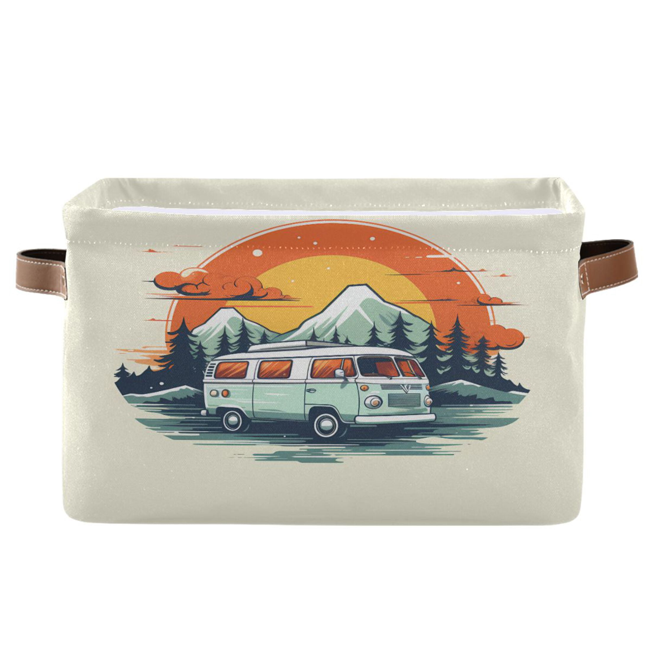 Car Sun Mount Forest Storage Bins with Handle Fabric Organizer Basket ...