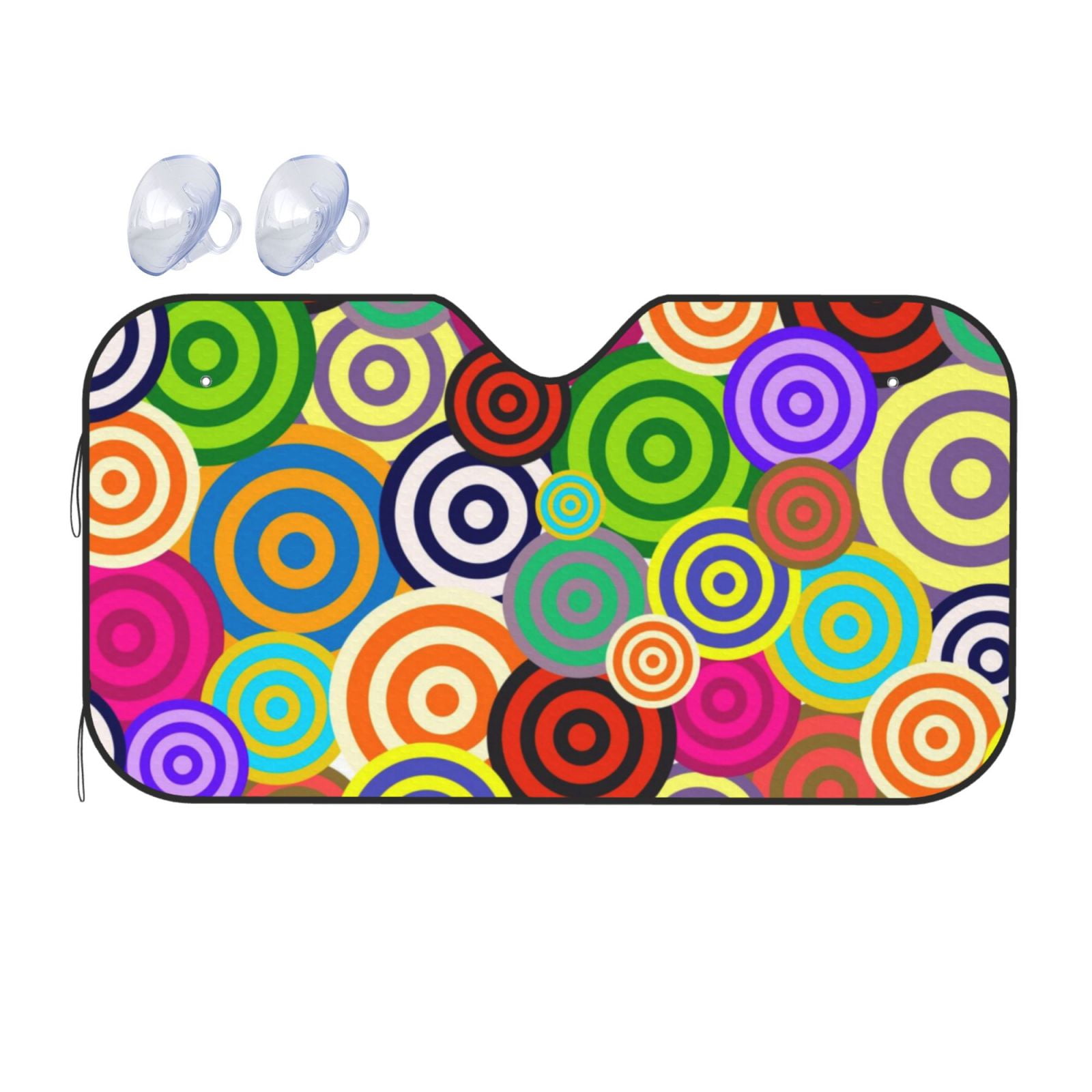 Car Sun Shade Windshield, Rainbow Circles Background Automotive Front ...