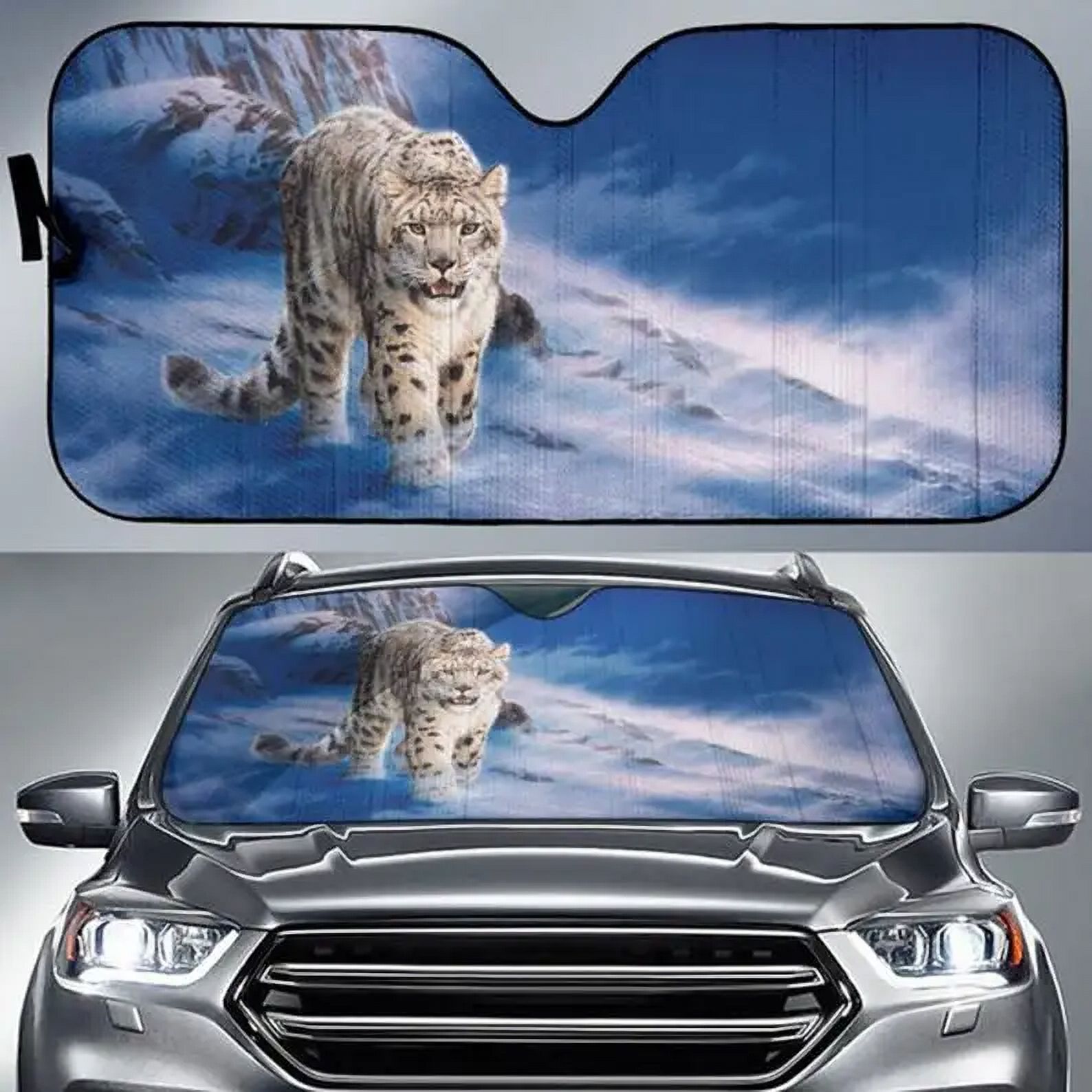 Car Sun Shade with Snow Leopard Print Auto Sun Shade a unique Gift for ...