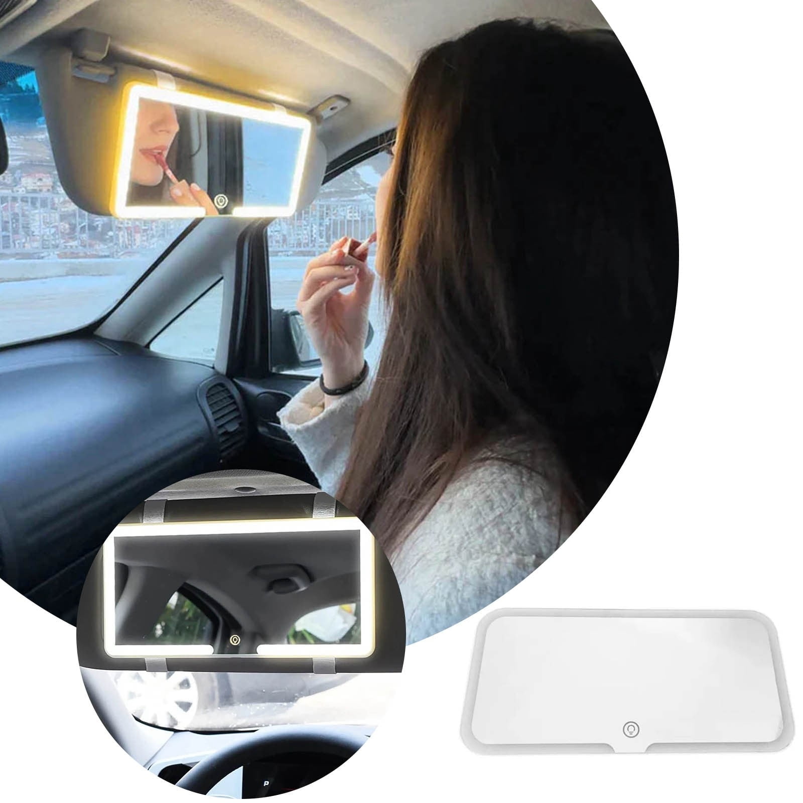 Car Sun Visor Mirror with LED Lights, Car Vanity Mirror with Dimmable ...