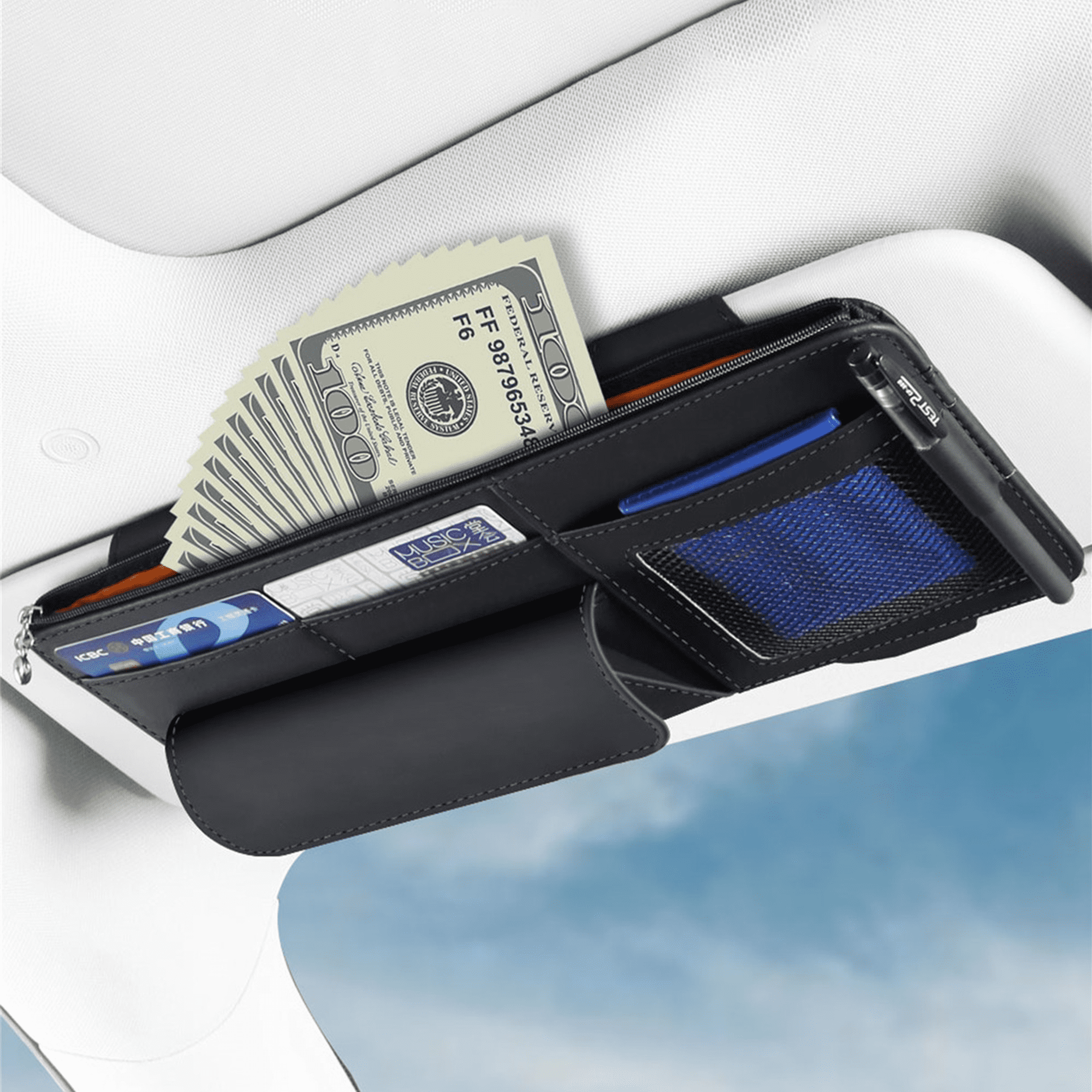 Car Sun Visor Organizer Black Sun Visor Storage Pocket Pouch Case Bag ...