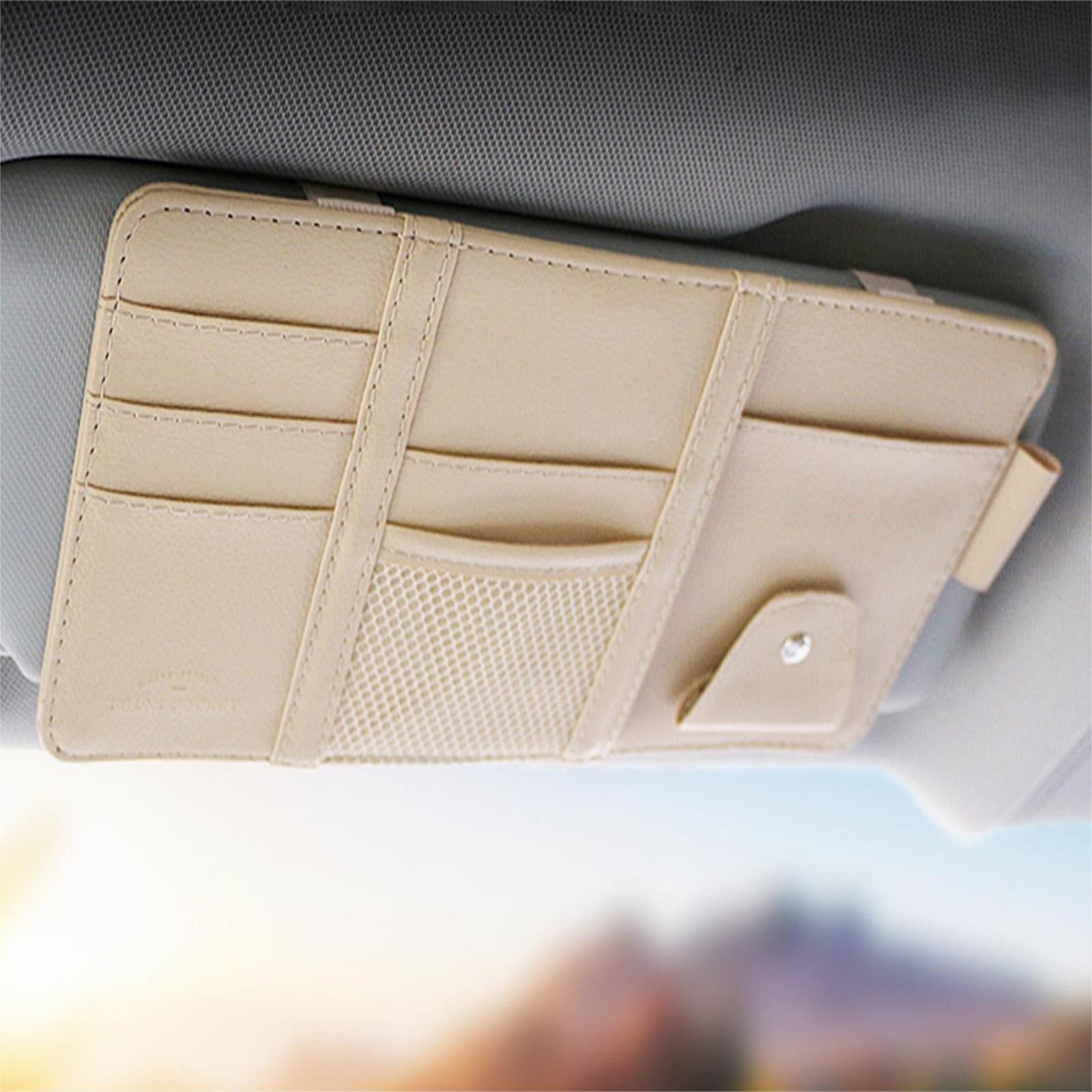 Car Sun Visor Organizer, DELESYS Leather Multi-Pocket Auto Visor ...