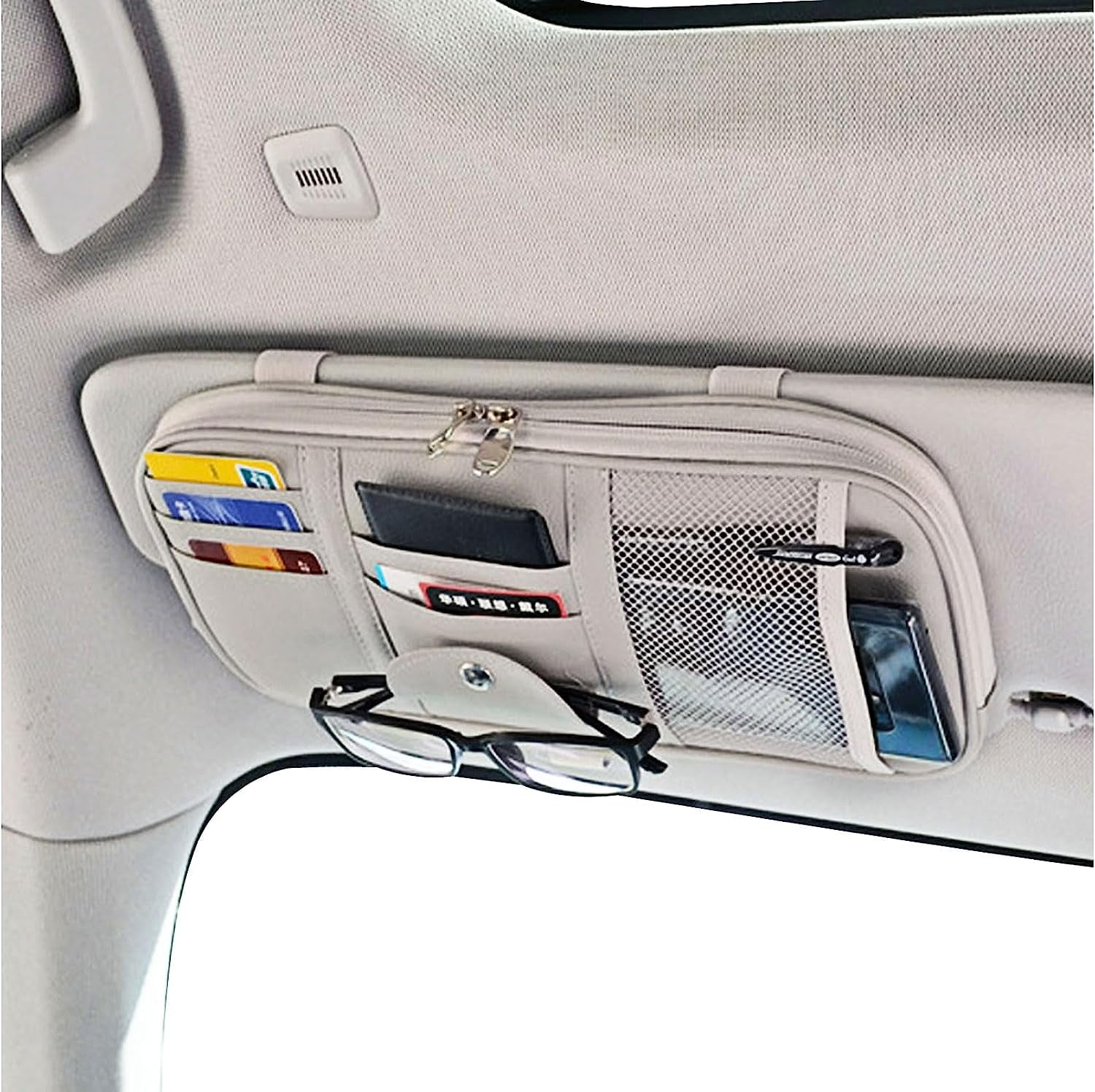 Car Sun Visor Organizer, Multi-Pocket Organizer Storage Pouch for Cars ...