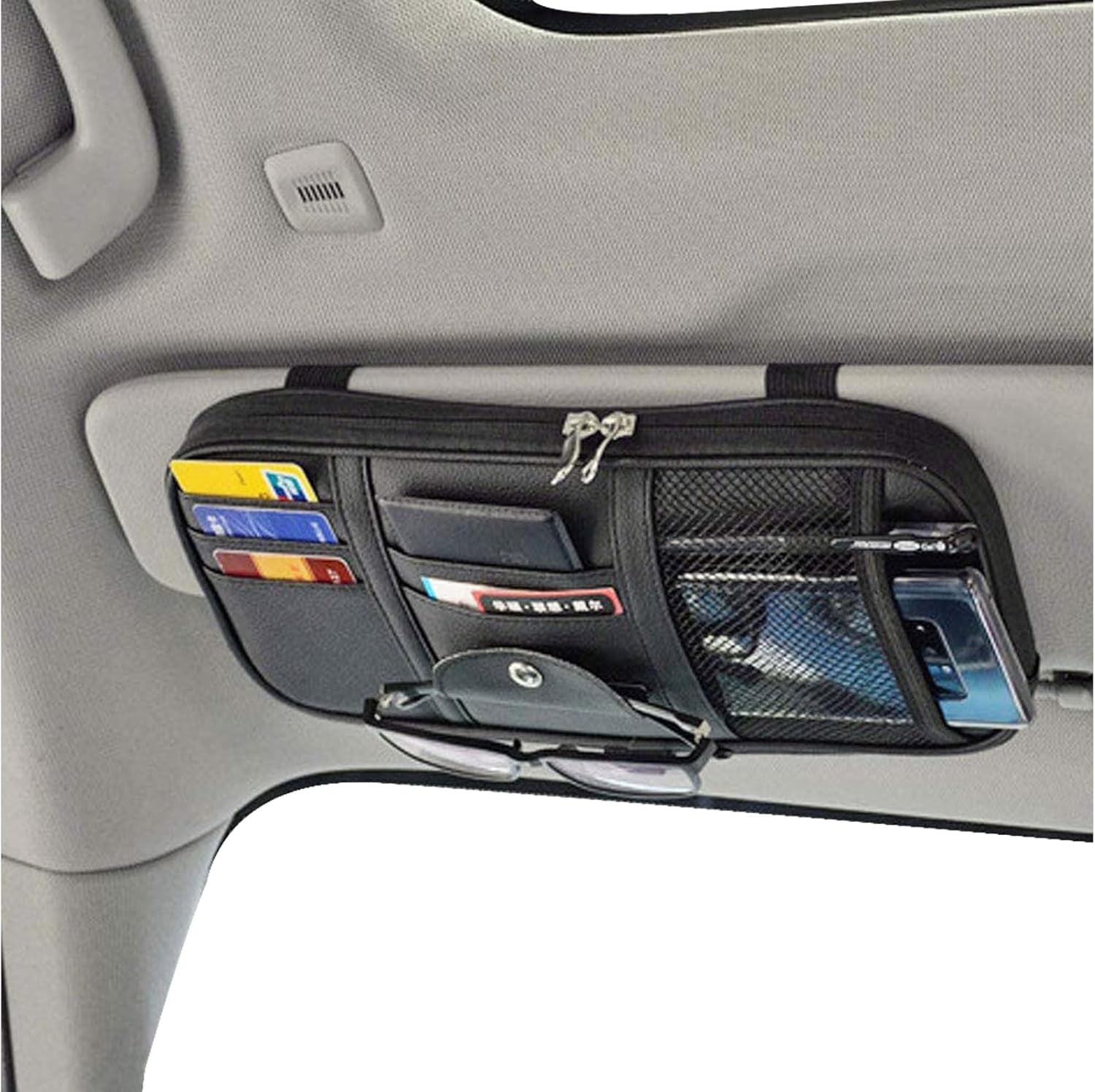 Car Sun Visor Organizer, Multi-Pocket Visor Organizer Storage Pouch for ...