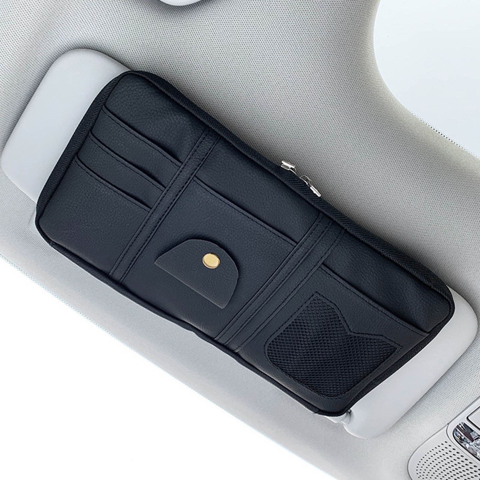 Car Sun Visor Organizer PU Leather Storage Bag | Multi-Pocket Vehicle ...