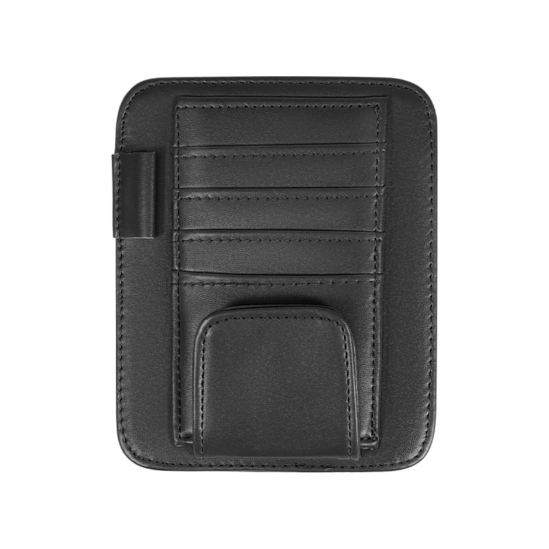 Car Sun Visor Organizer, Premium PU Leather Multi-Purpose Storage ...