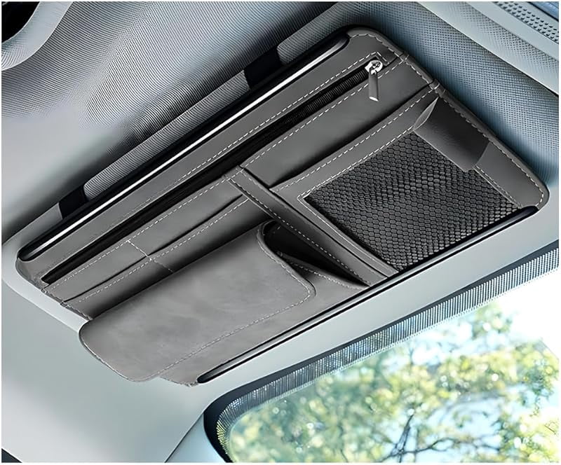 Car Sun Visor Organizer, Soft Leather Surface Eyeglasses Note Card ...