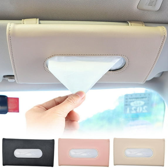 Car Sun Visor Tissue Box Hanging Leather Crystal Paper Holder Compact ...