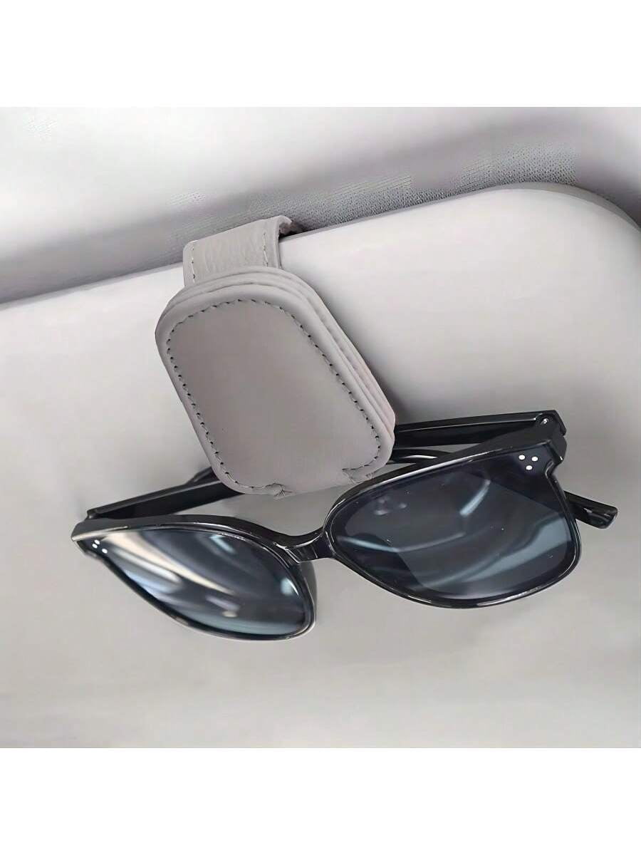 Car Sunglasses Holder, Magnetic Leather Eyeglass Clip for Car Sun Visor ...
