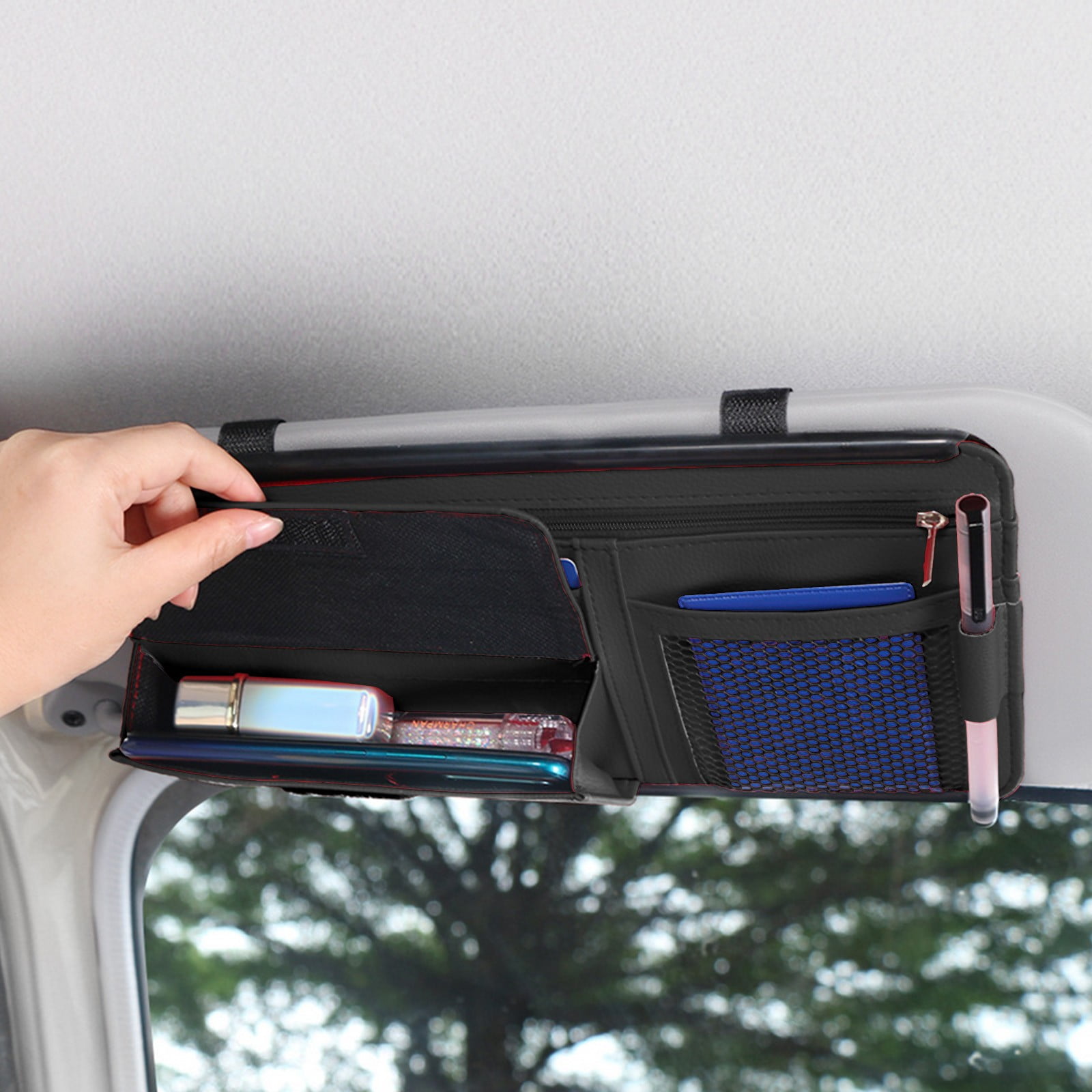 Car Sunshade Organizer, Multifunctional Car Visor Storage for Glasses ...