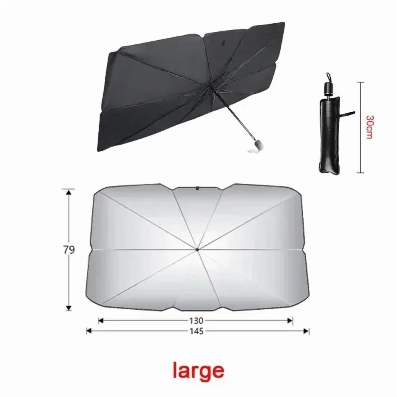 Car Sunshade Umbrella - Retractable & Folding Windshield Parasol - UV ...