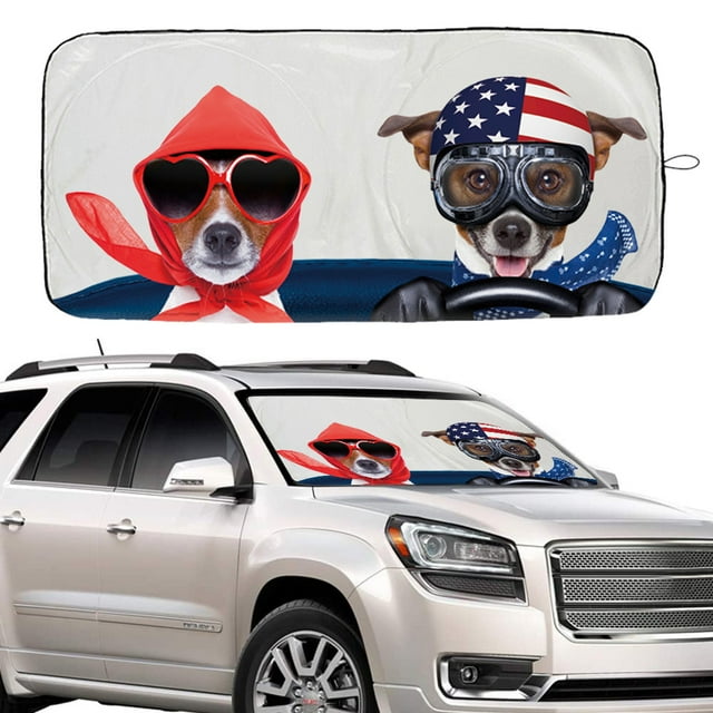 Car Sunshade Windshield with Driving Dogs Design, iClover Foldable ...