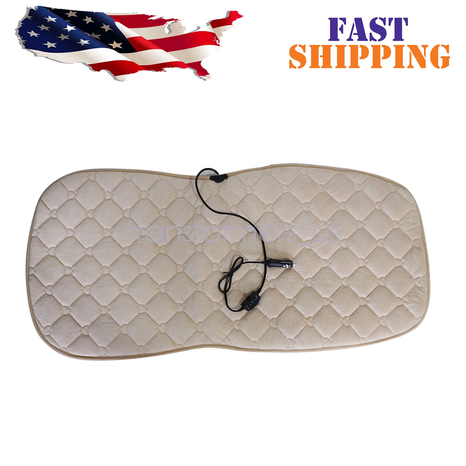 Car Suv Trucks Universal Heated Seat Cover Beige 12V For Full Back And ...