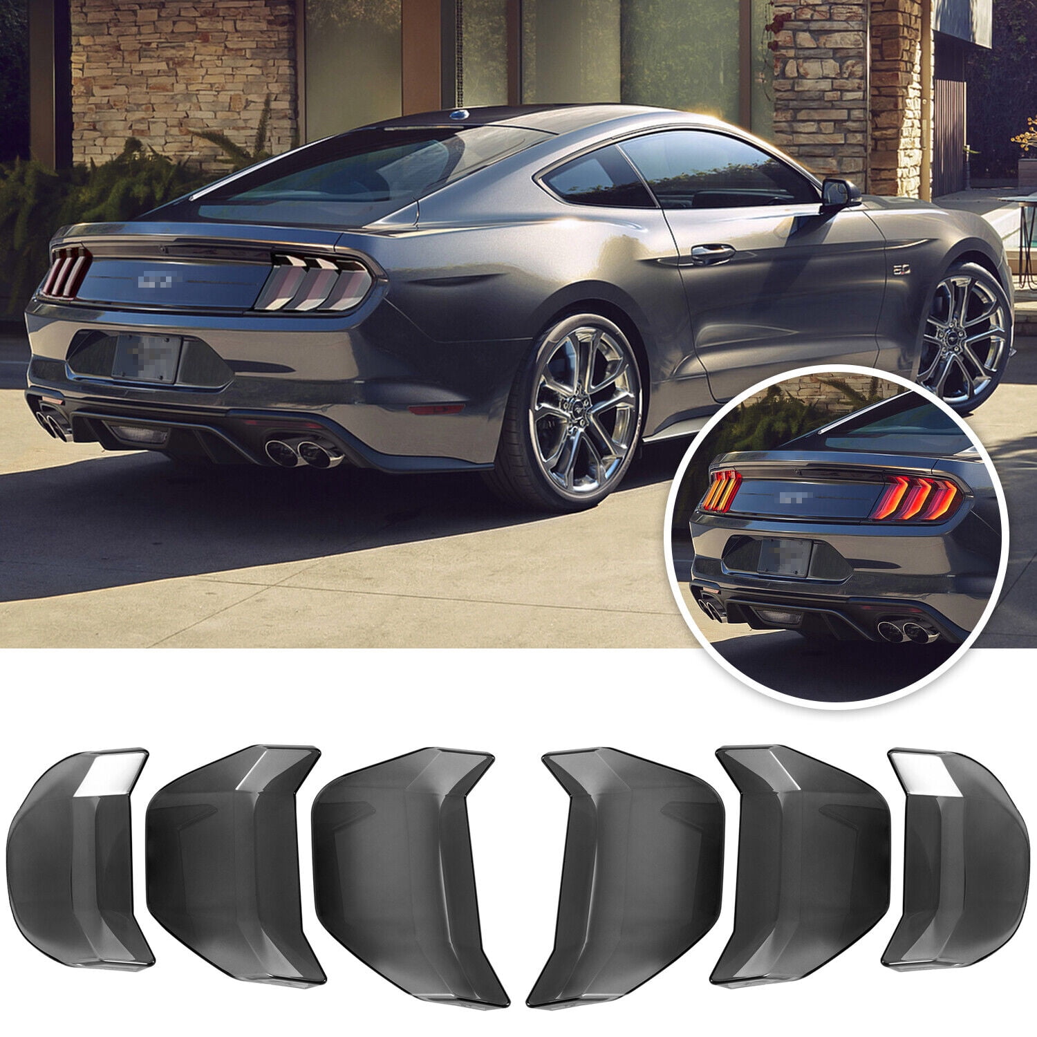 Car Tail Light Lamp Cover Guard Trim Frame Bezels For Ford Mustang GT ...