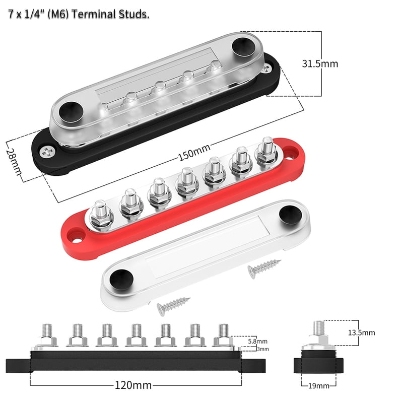 Car Terminal Block Negative Bus Bar 12V 150A Terminal Block 12V Power ...