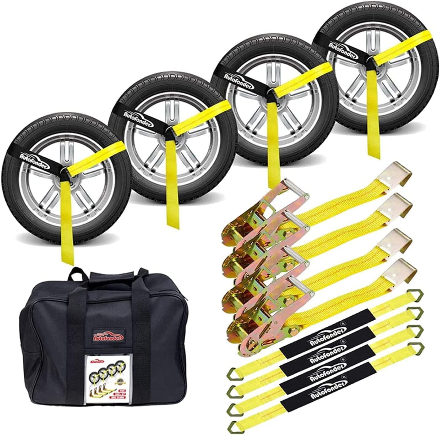 Car Tie Down with Flat Hooks 2inx10ft-10,000lbs Break Strength-4 Pack ...