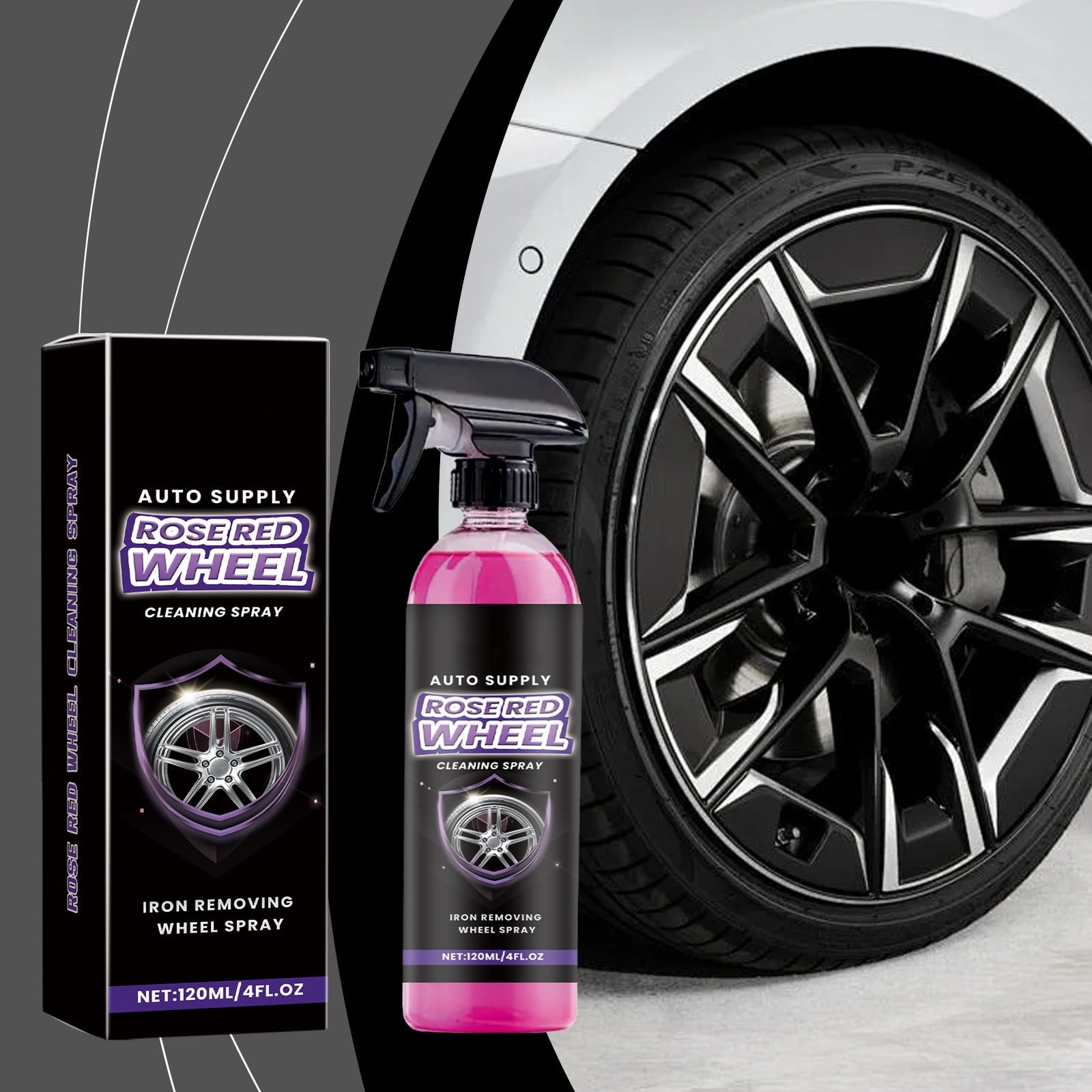 Car Tire Cleaner, 120ml Wheel Cleaning Spray, Dirt Removal and ...