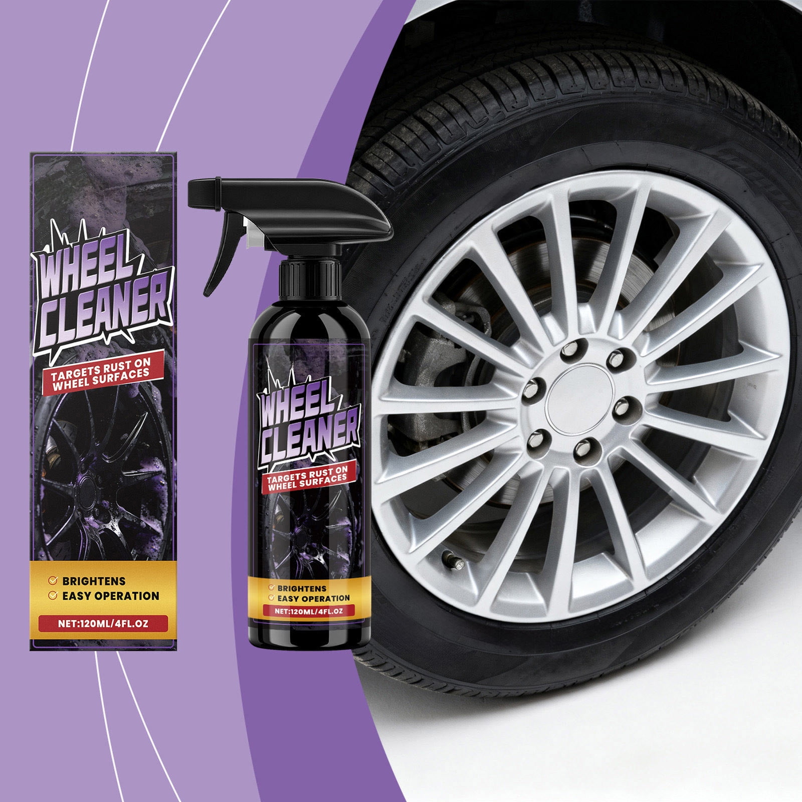 Car Tire Cleaner Kit,Easily Removes Brake Dust & Grime,Waterless Shine ...