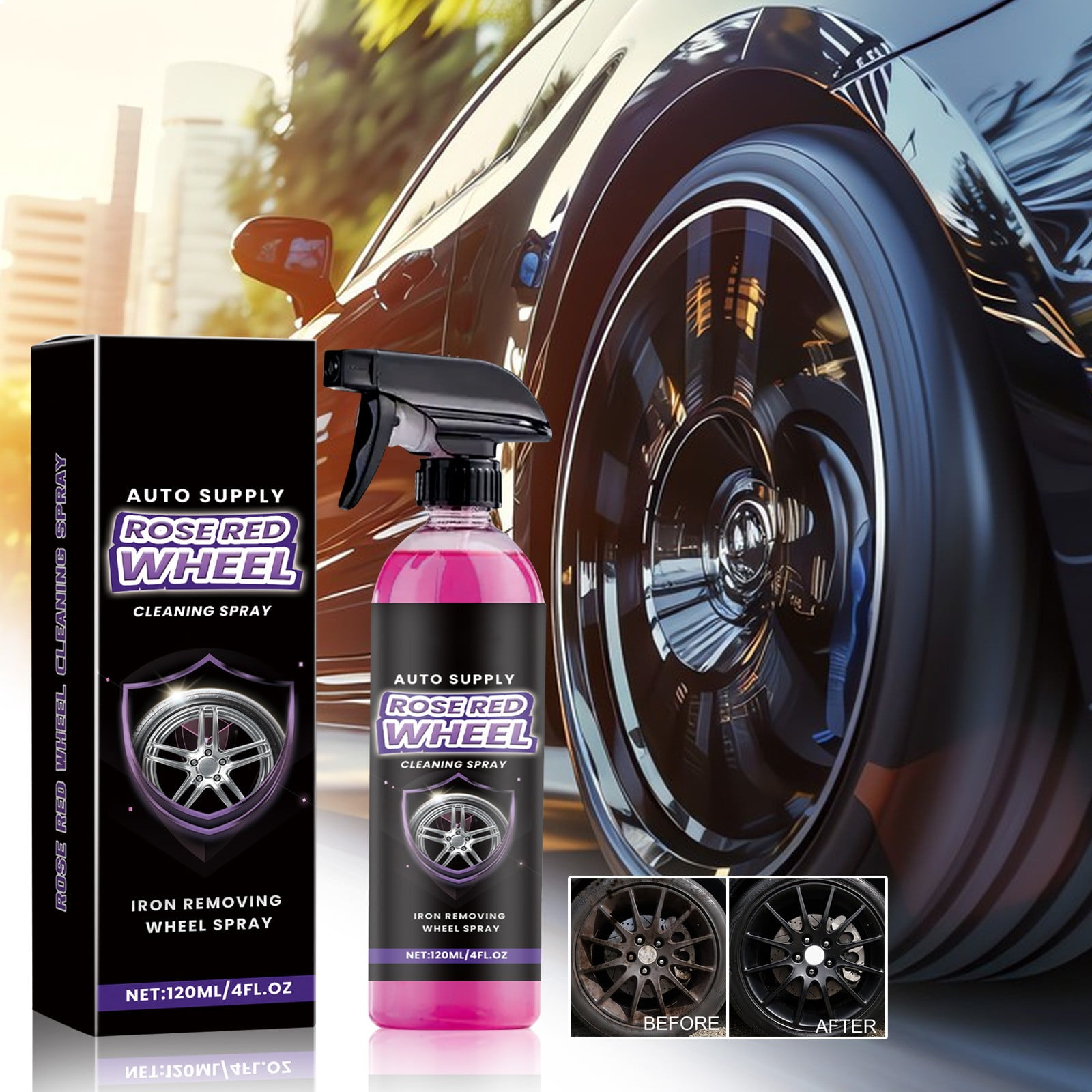 Car Tire Cleaner Spray - Removes Stains, Brake Dust & Grime. Safe on ...