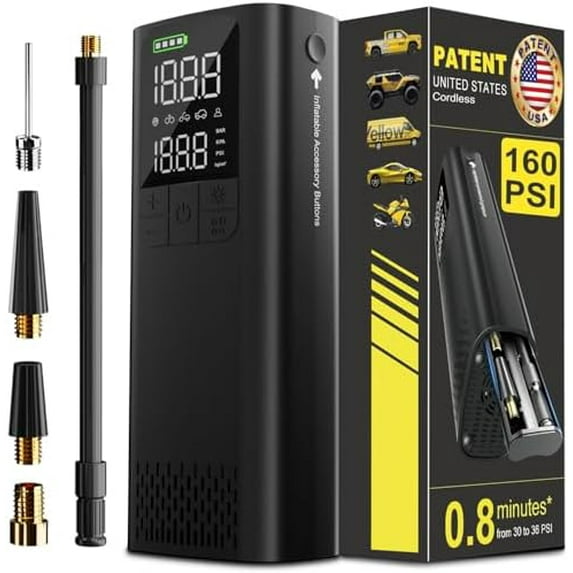 Car Tire Inflator Portable Air Compressor,0.8 Min Full Inflation 160 ...