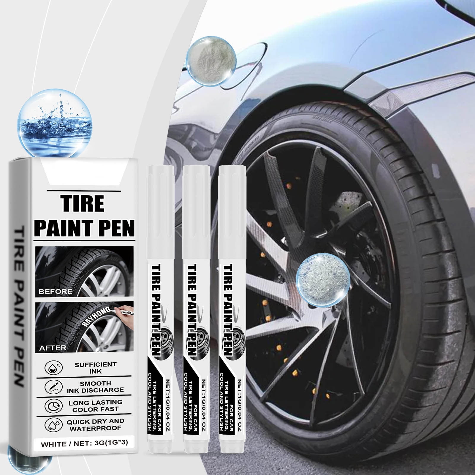 Car Tire Paint Pen Set for Touch-Up & Scratch Repair | Multi-Color Oil ...