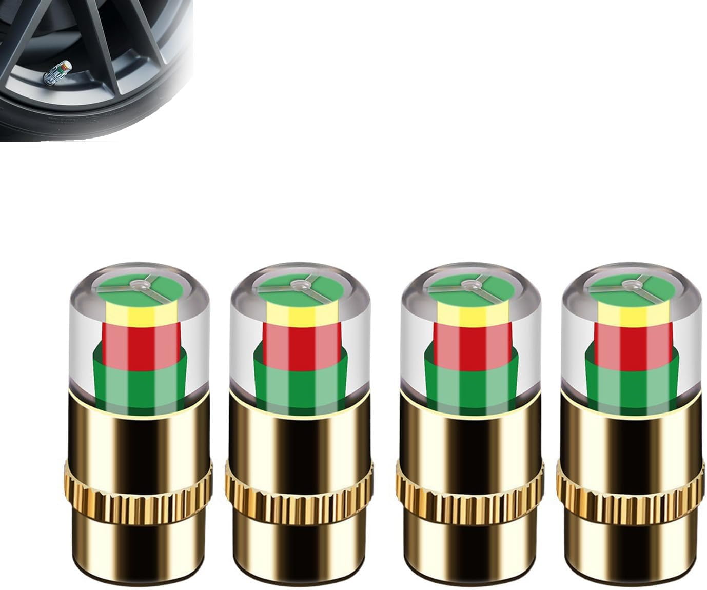 Car Tire Pressure Monitor Valve Stem Caps, 2.4 Bar 36 PSI 3-Color Eye ...