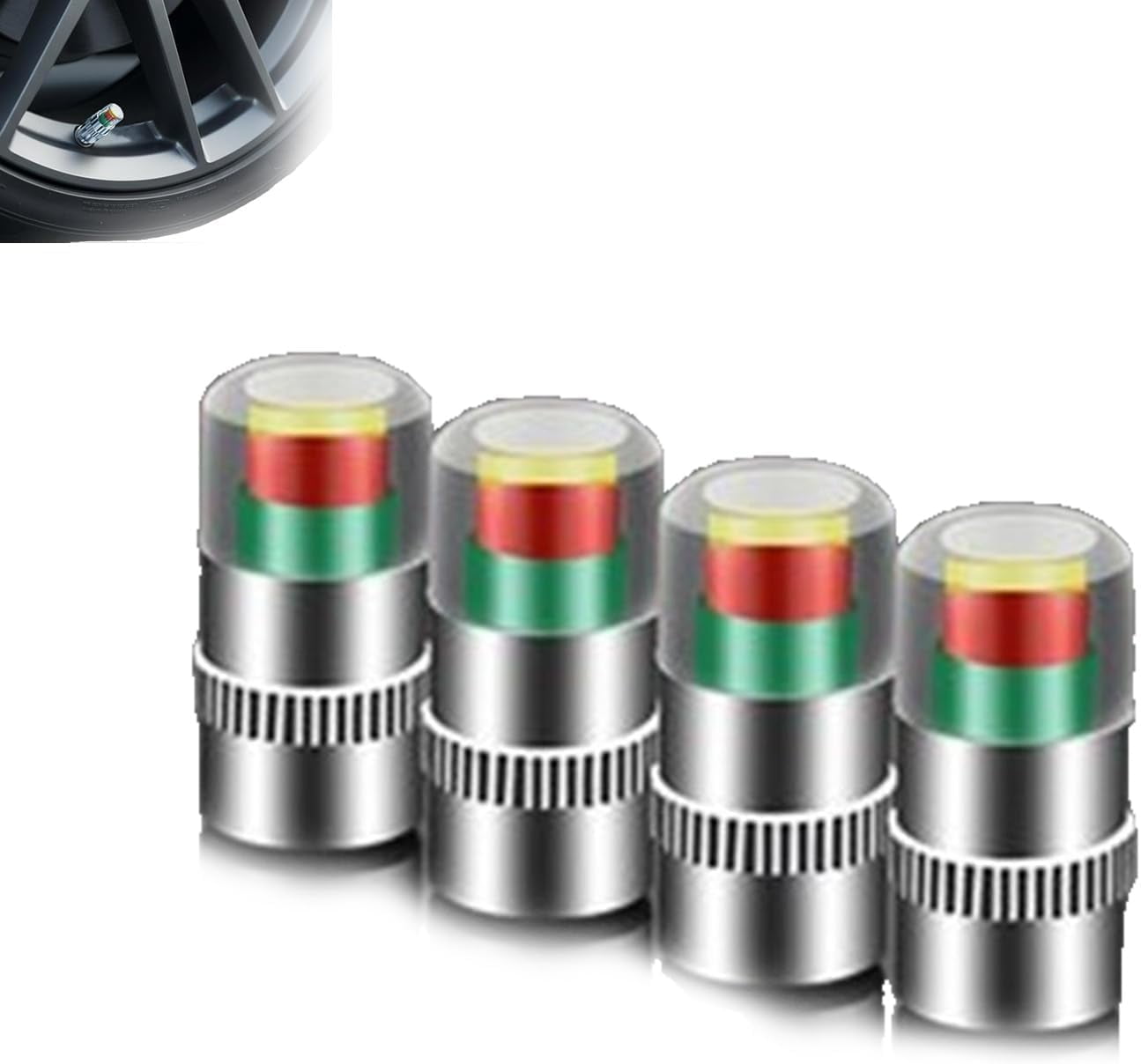 Car Tire Pressure Monitor Valve Stem Caps, 2.4 Bar 36 PSI 3-Color Eye ...