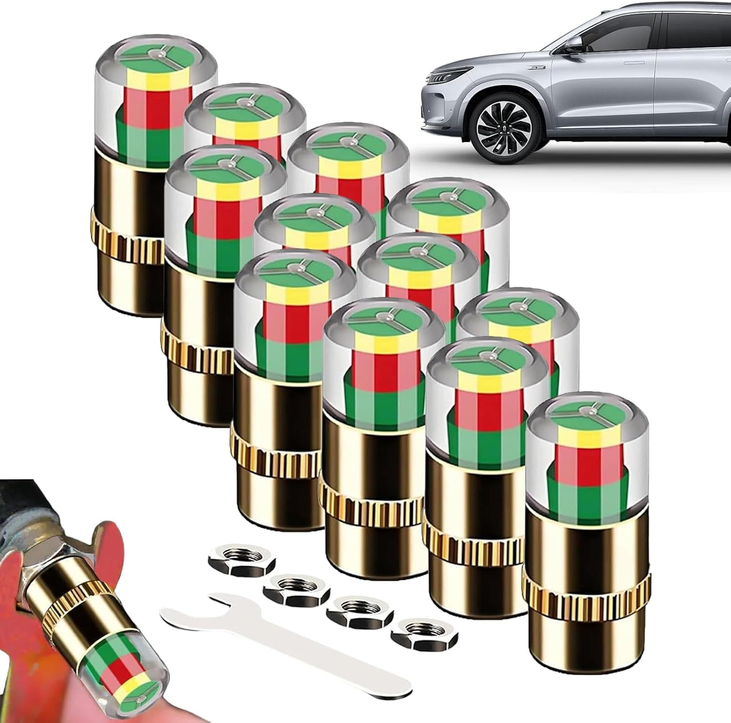 Car Tire Pressure Monitor Valve Stem Caps, Durable Metal Caps with ...