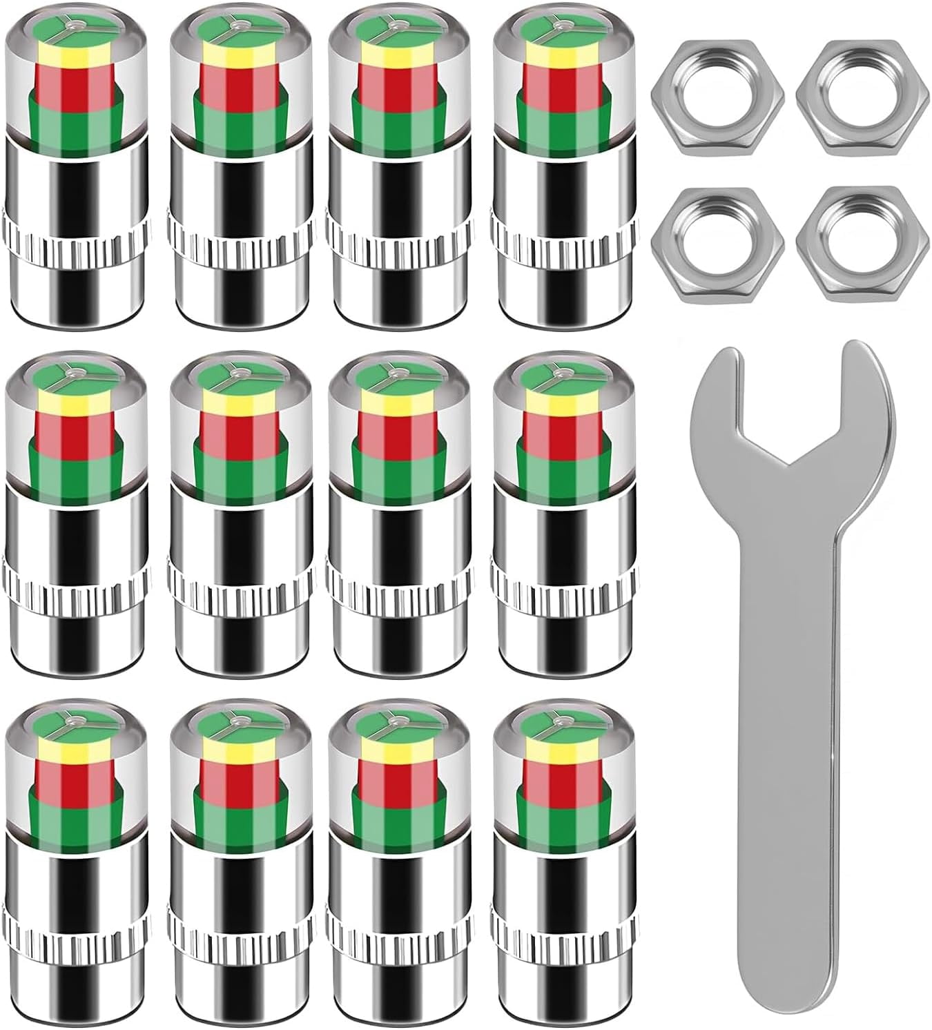 Car Tire Pressure Monitor Valve Stem Caps,Sensor Indicator 3 Color Eye ...