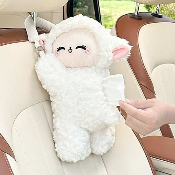 Car Tissue Box - Car Mounted Hanging Tissue Box, Plush Sheep Design ...