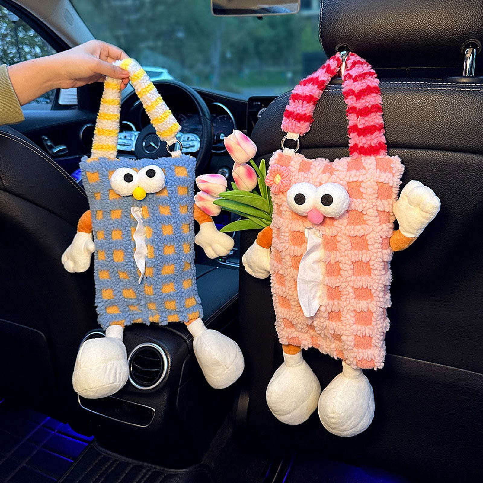 Car Tissue Box Hanging Bag | Cute Soft Cotton Car Seat Back Tissue ...