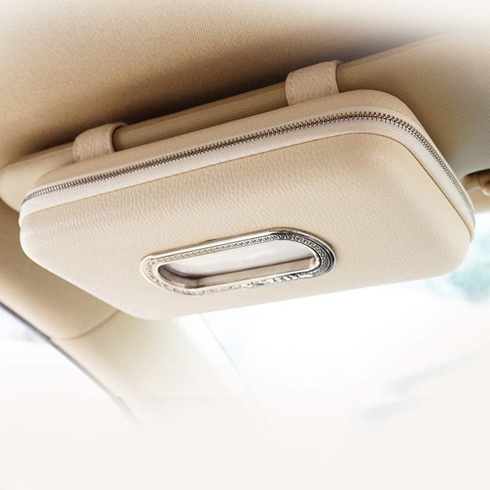 Car Tissue Holder, Sun Visor Napkin Luxury PU Leather Backseat Case ...