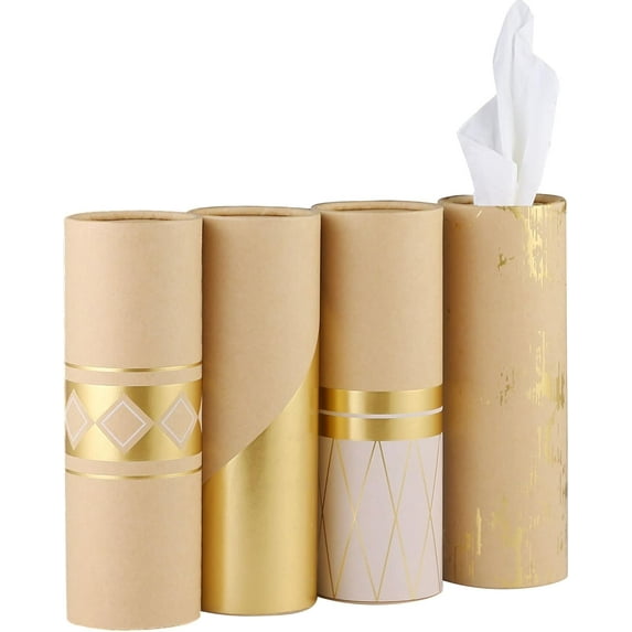 Car Tissue Holder with 3-ply Facial Tissues Bulk - 4 PK Gold Foil ...