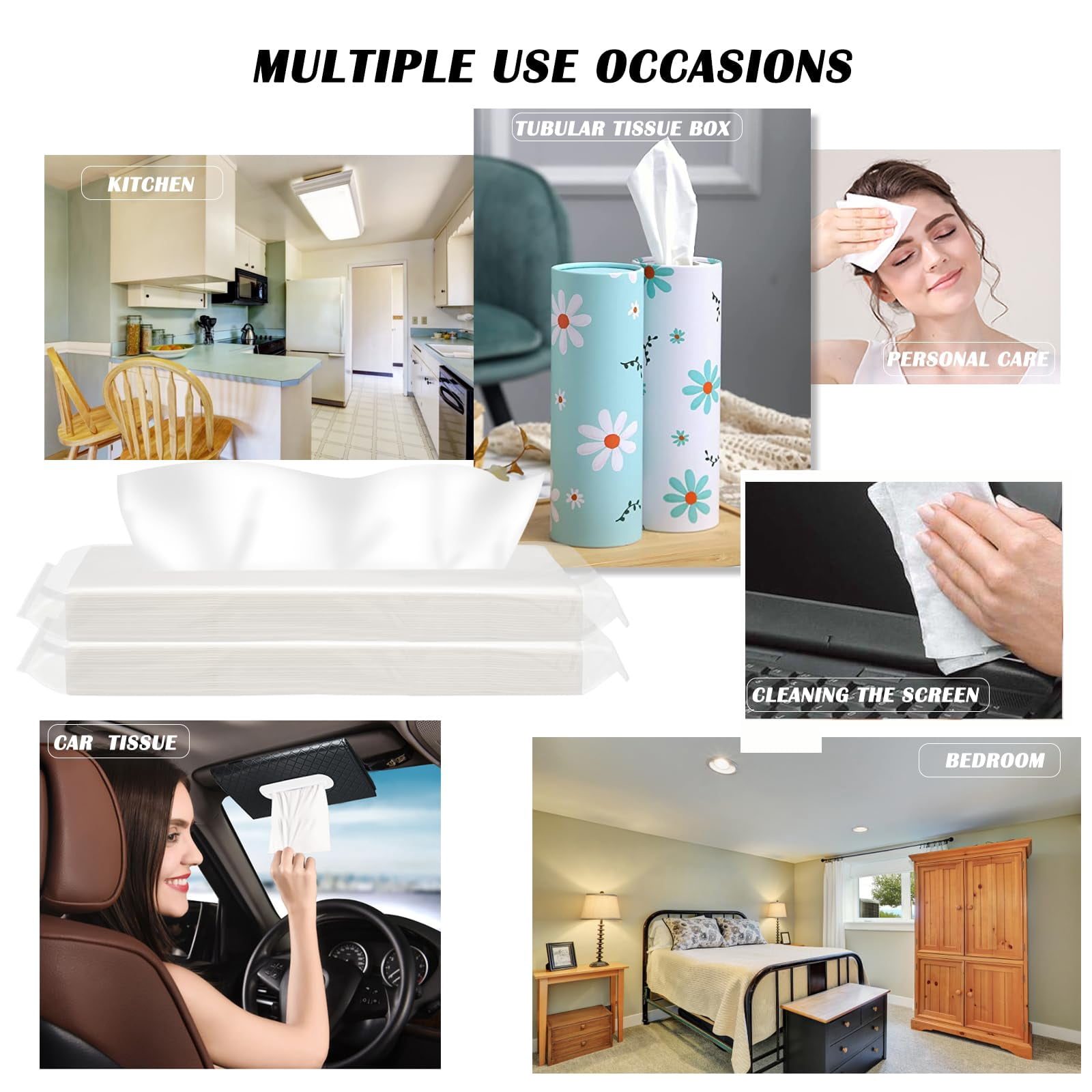Car Tissue Refill, AJH3 12 Packs 50 Sheets per Pack, Disposable Facial ...