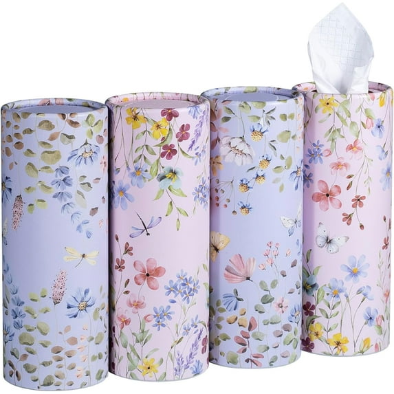 Car Tissues Cylinder, 4-Pack, 50 Tissues per Canister, 3-Ply (200 Total ...