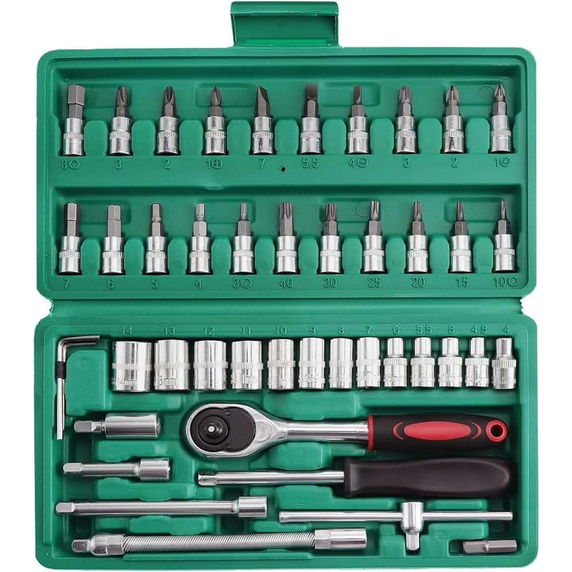 46 Pieces 1/4-Inch Drive Industrial Grade Socket Ratchet Wrench Set ...