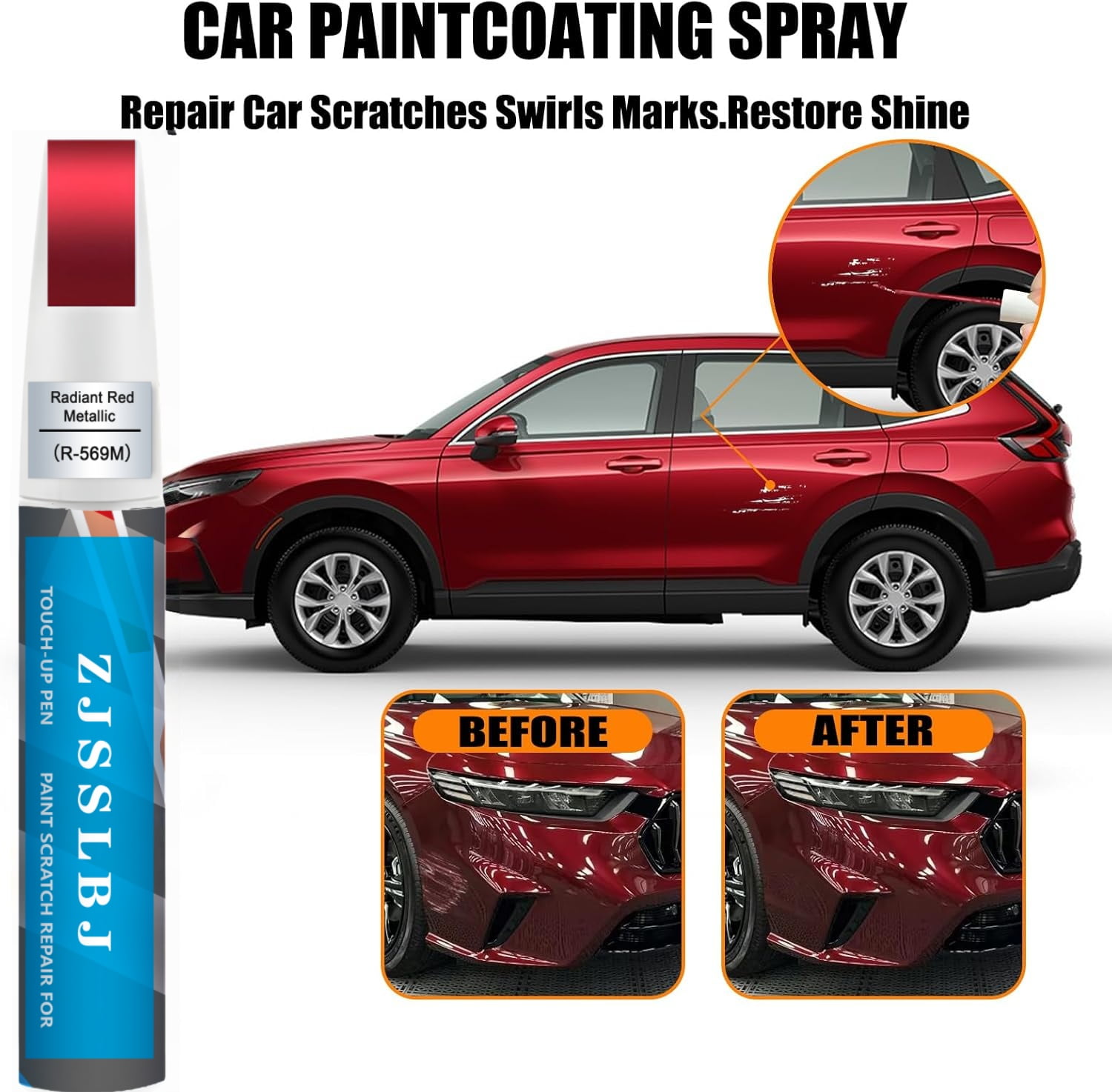 Car Touch Up Paint(Radiant Red Metallic(R-569M)) for Honda, Car Paint ...