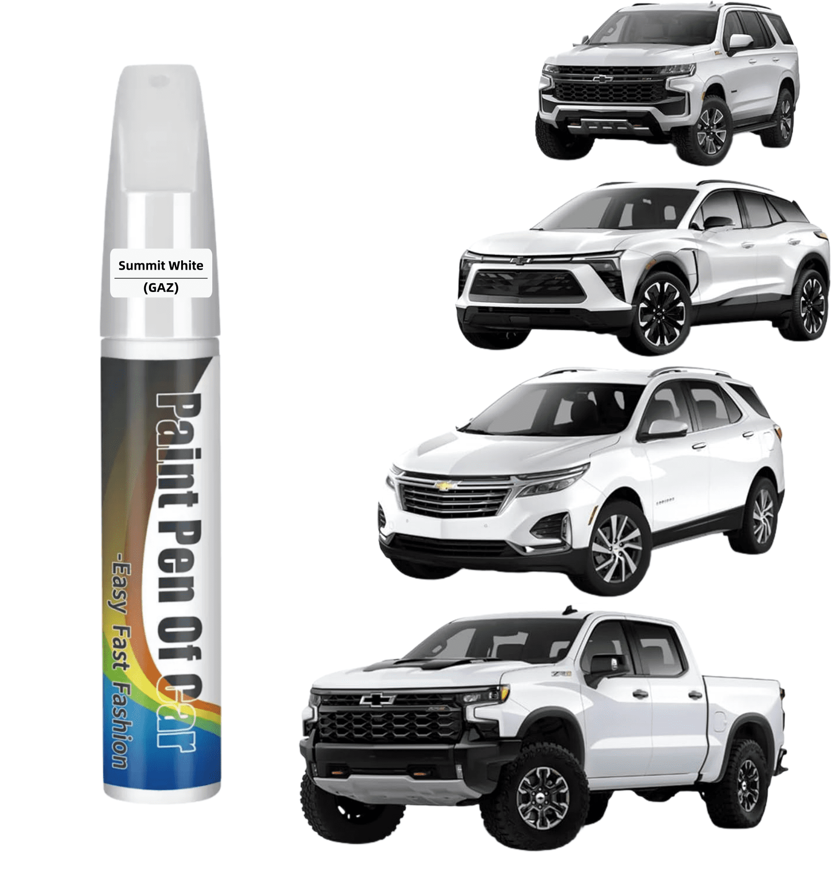 Car Touch Up Paint(Summit White(GAZ/WA8624)) for Chevrolet, Car Paint Scratch Repair Kit, Quick ...