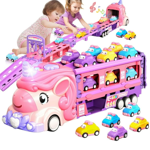 Car Toys for 1 2 3 4 5 6 7 Year Old Toddler Girls | Foldable 2-Lane ...