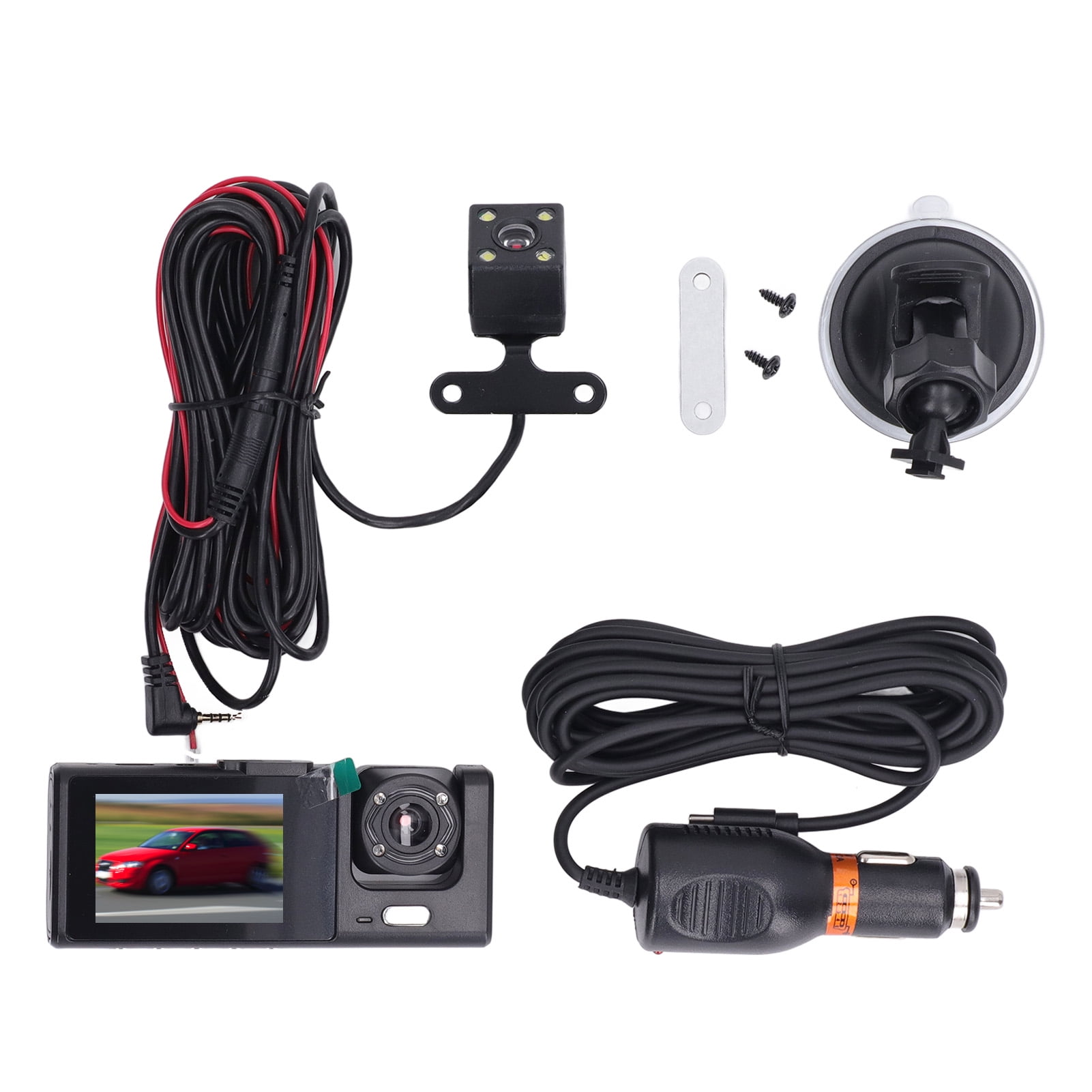 Car Traffic Recorder Night Vision 320mAh 3 Lens Front Rear Built in ...
