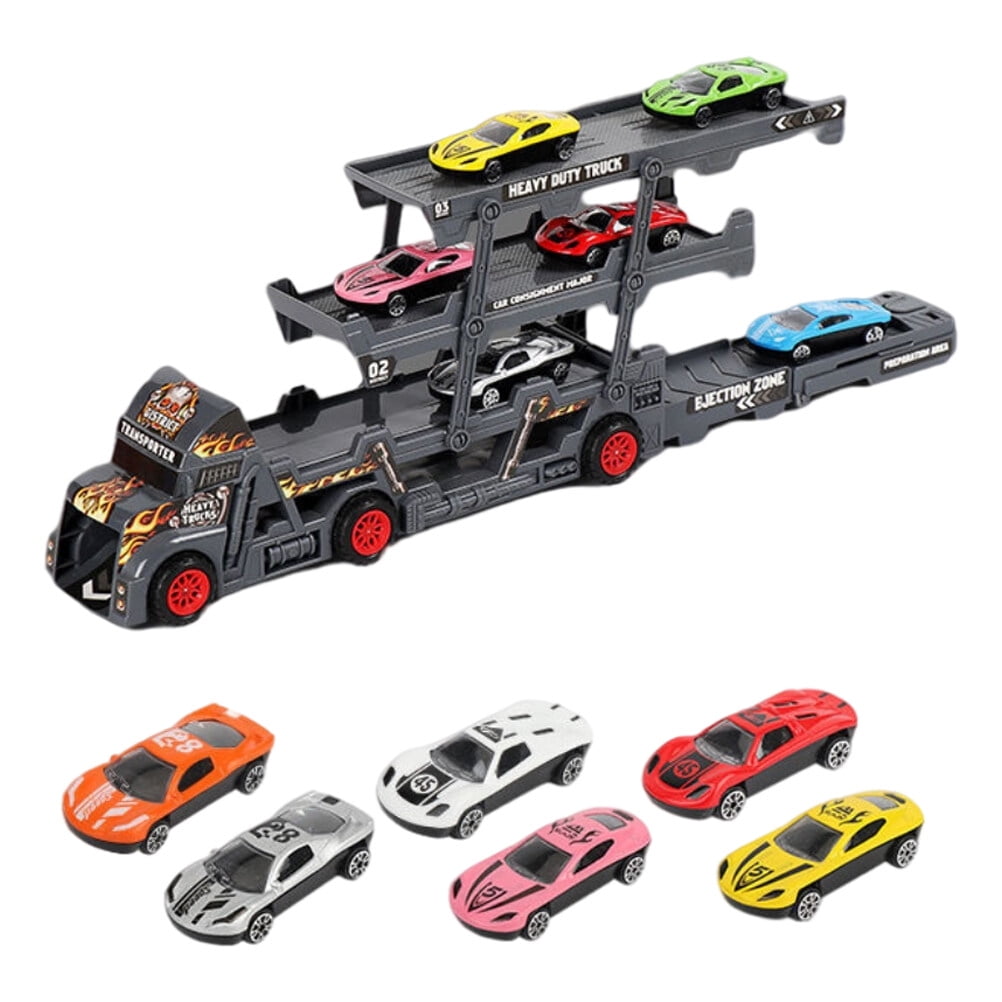 Car Transporter Truck Toys Mega Hauler Truck with 6 Mini Cars Three ...