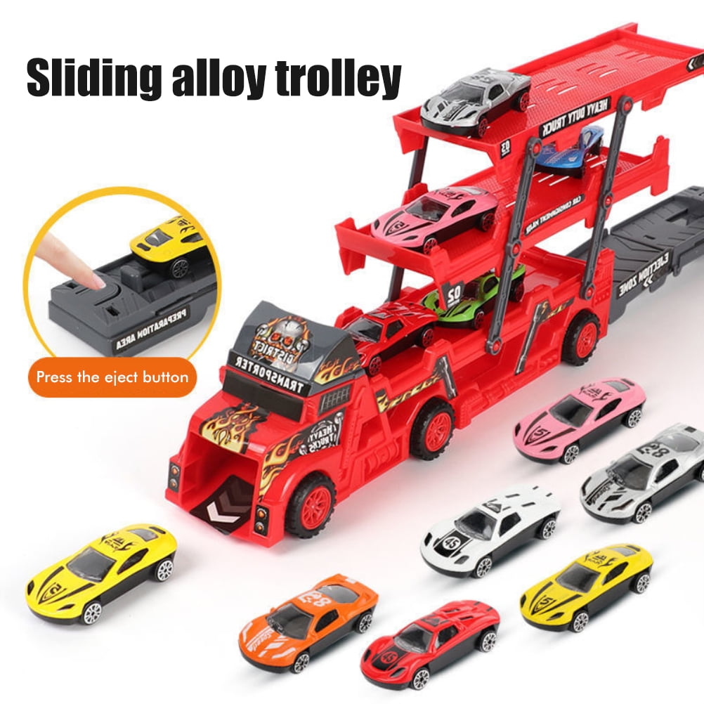 Car Transporter Truck Toys Mega Hauler Truck with 6 Mini Cars Three ...