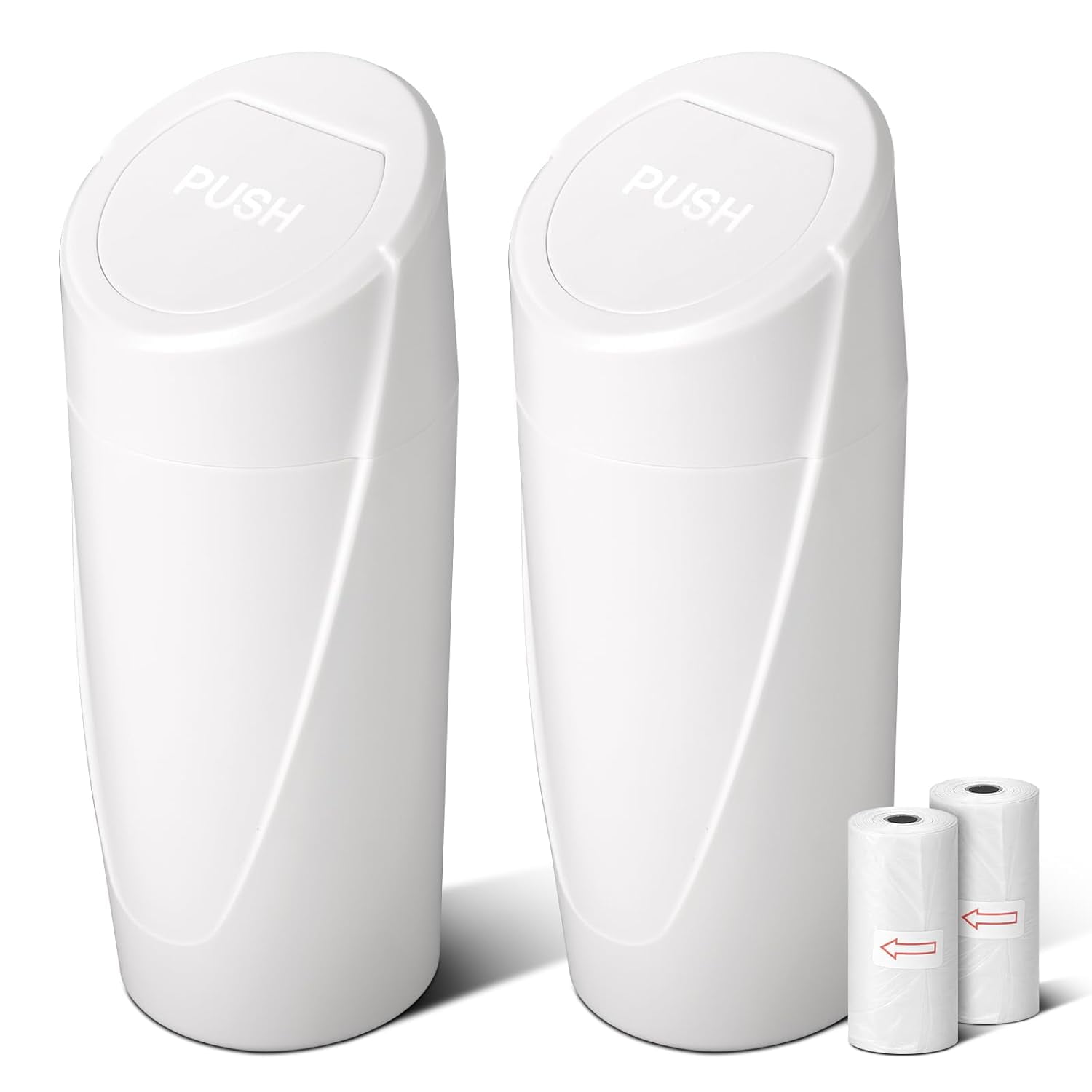 Car Trash Can Bin with Lid - 2 Packs Car Garbage Can Cup Holder - White ...