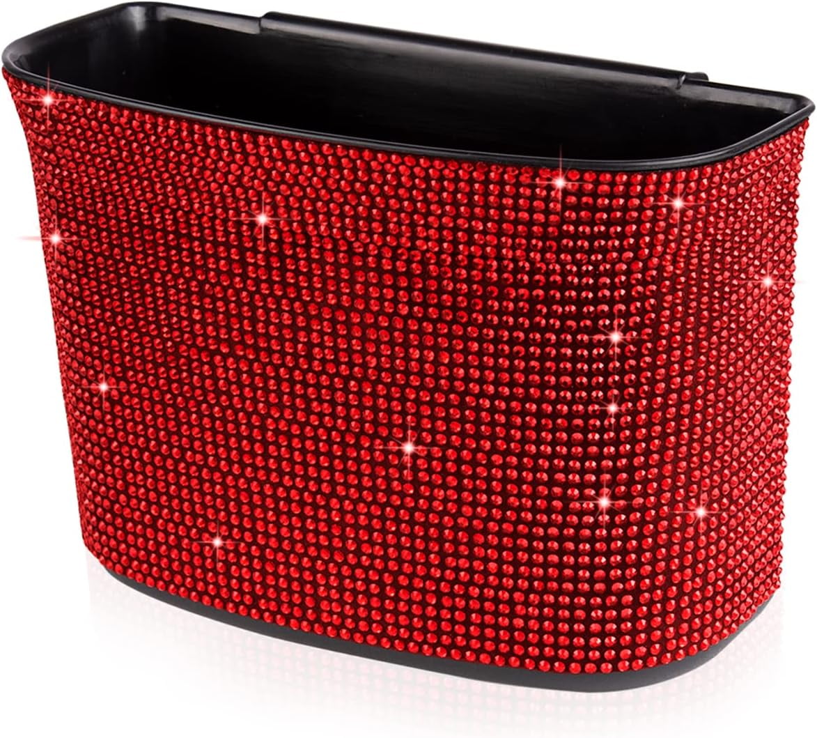 Car Trash Can Bling Crystal Auto Storage Pockets,100% Leak Proof Car ...